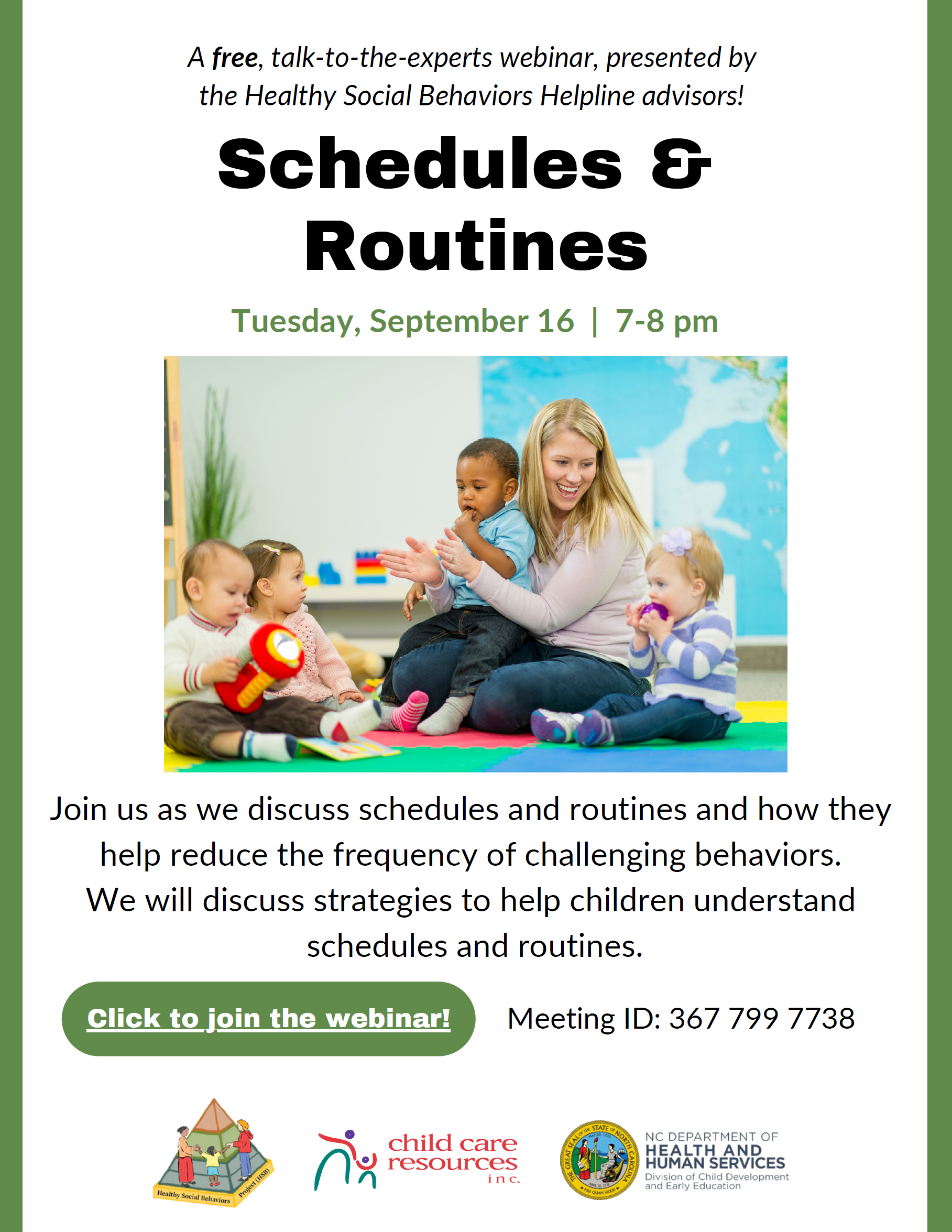 Schedules and Routines - Healthy Social Behaviors Project - CCR&R System